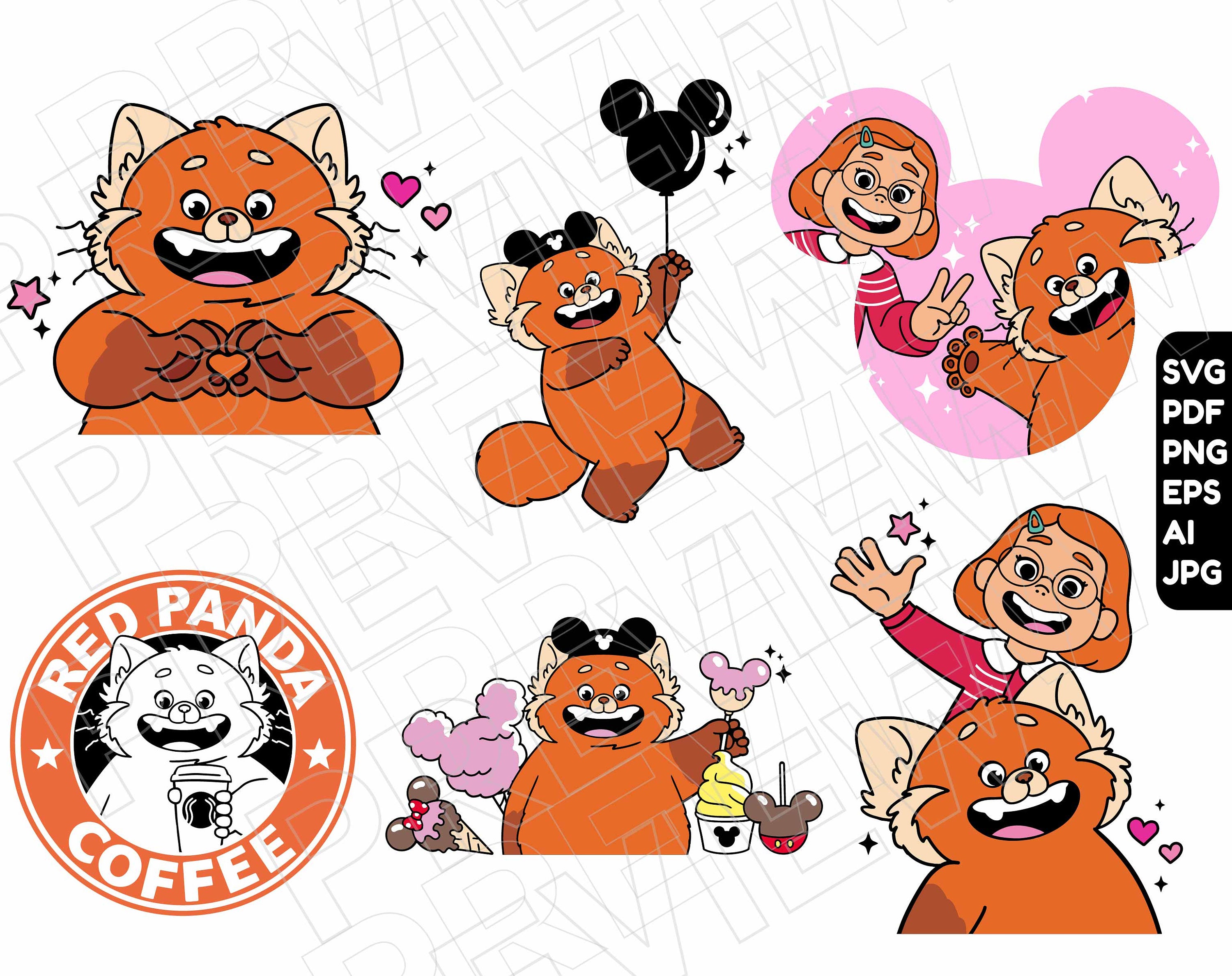 Turning Red BUNDLE SVG Mei Lee Set 6 Cut Files Layered by - Etsy