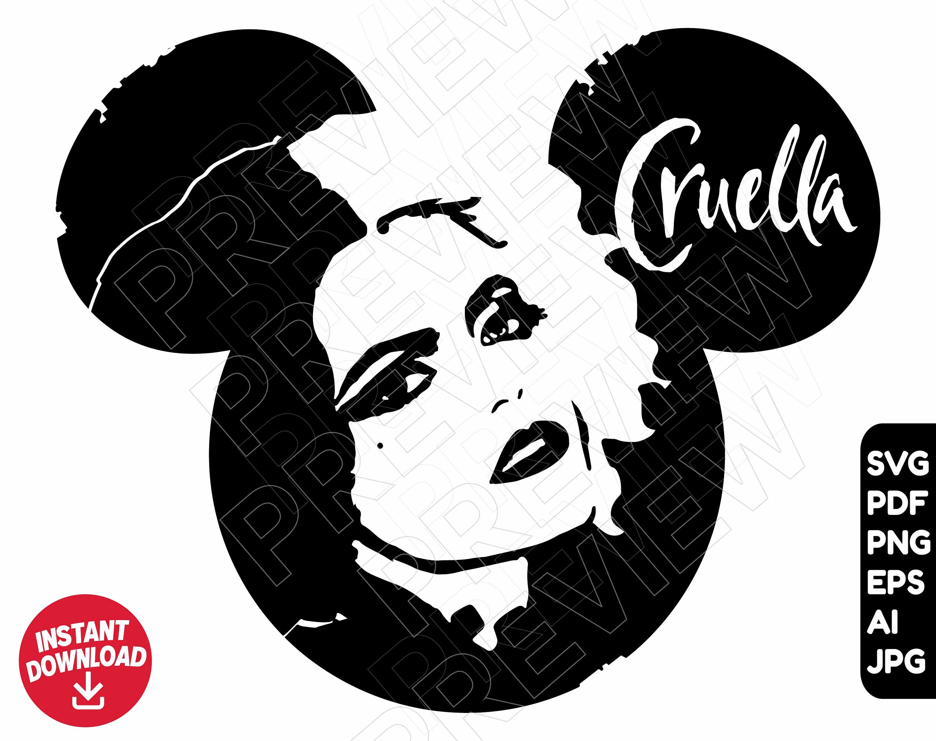 Cruella Svg Ears Clipart Cruella De Vil Svg Png Cut File Etsy
