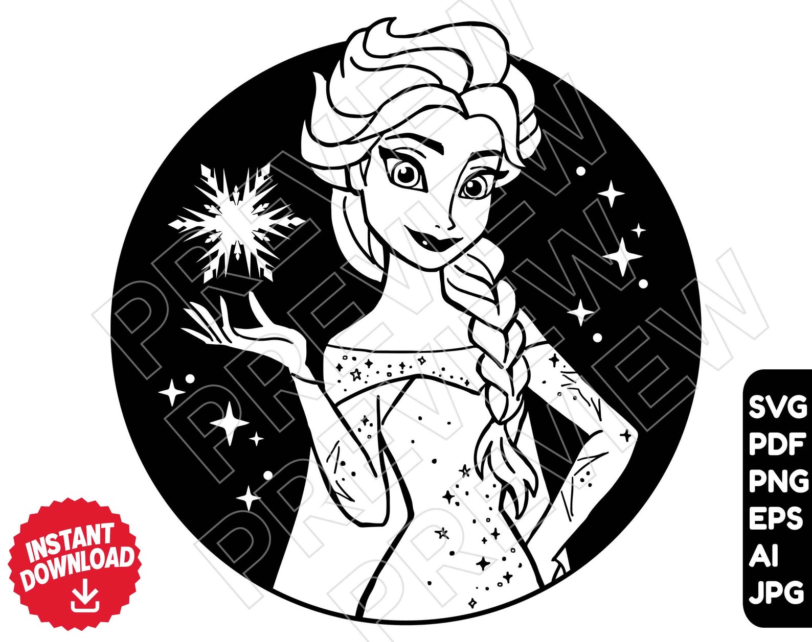 Elsa Frozen SVG vector cut file clipart Disney svg Frozen 2 | Etsy