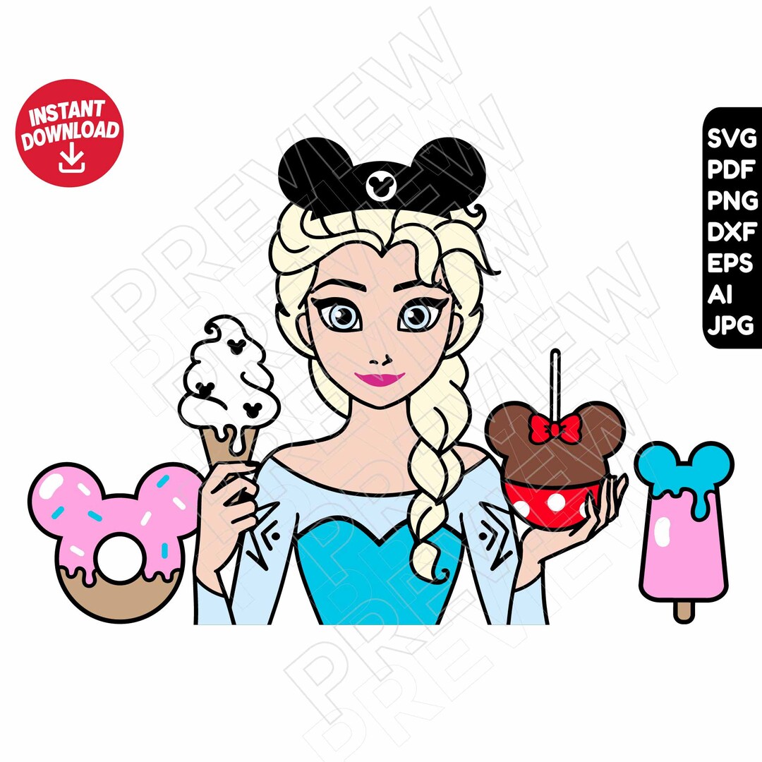 Elsa SVG Frozen , Disneyland Snacks Dxf Png Clipart , Cut File Layered ...