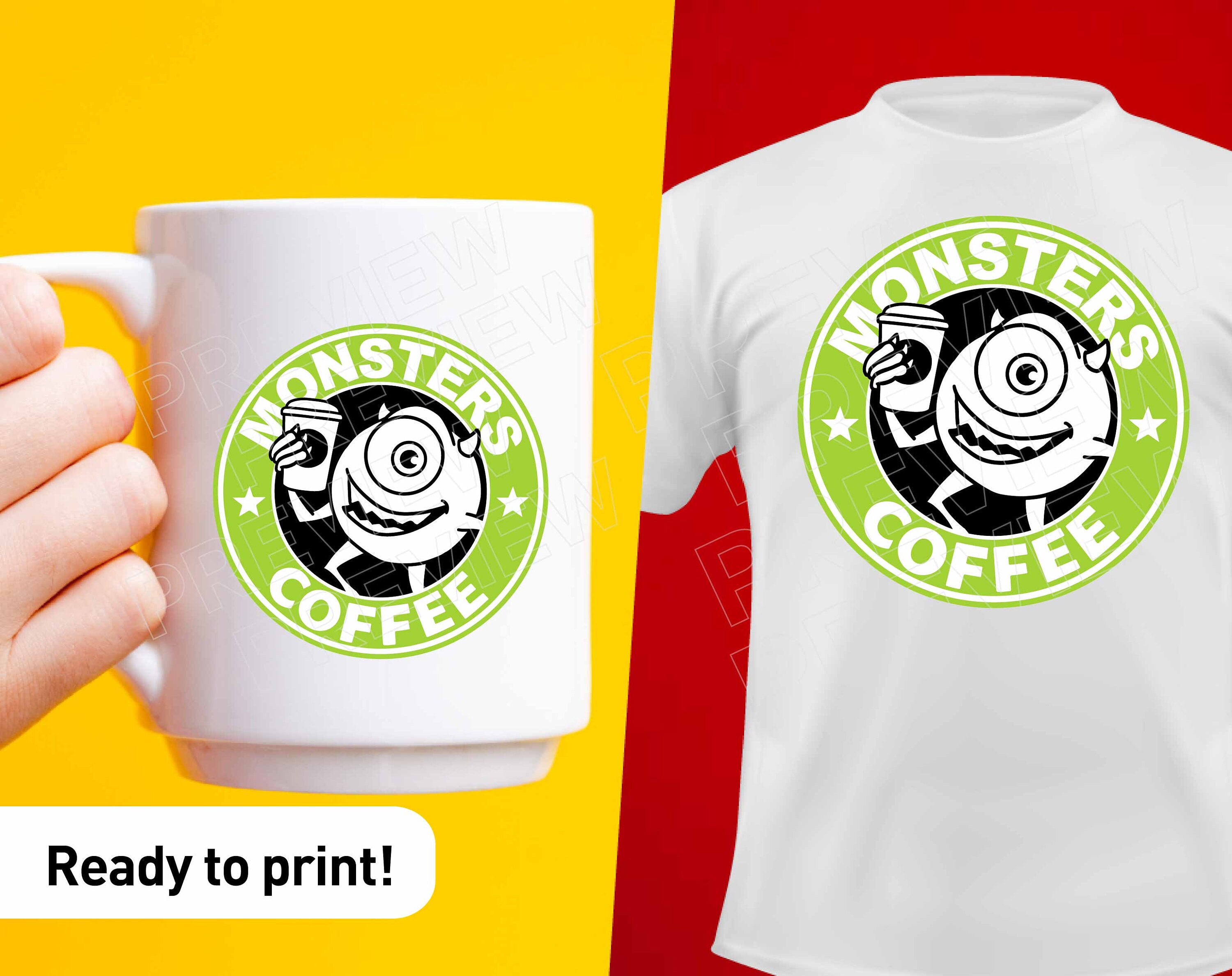 Monsters Inc SVG Mike Coffee Png Clipart Cut File Layered by - Etsy Canada