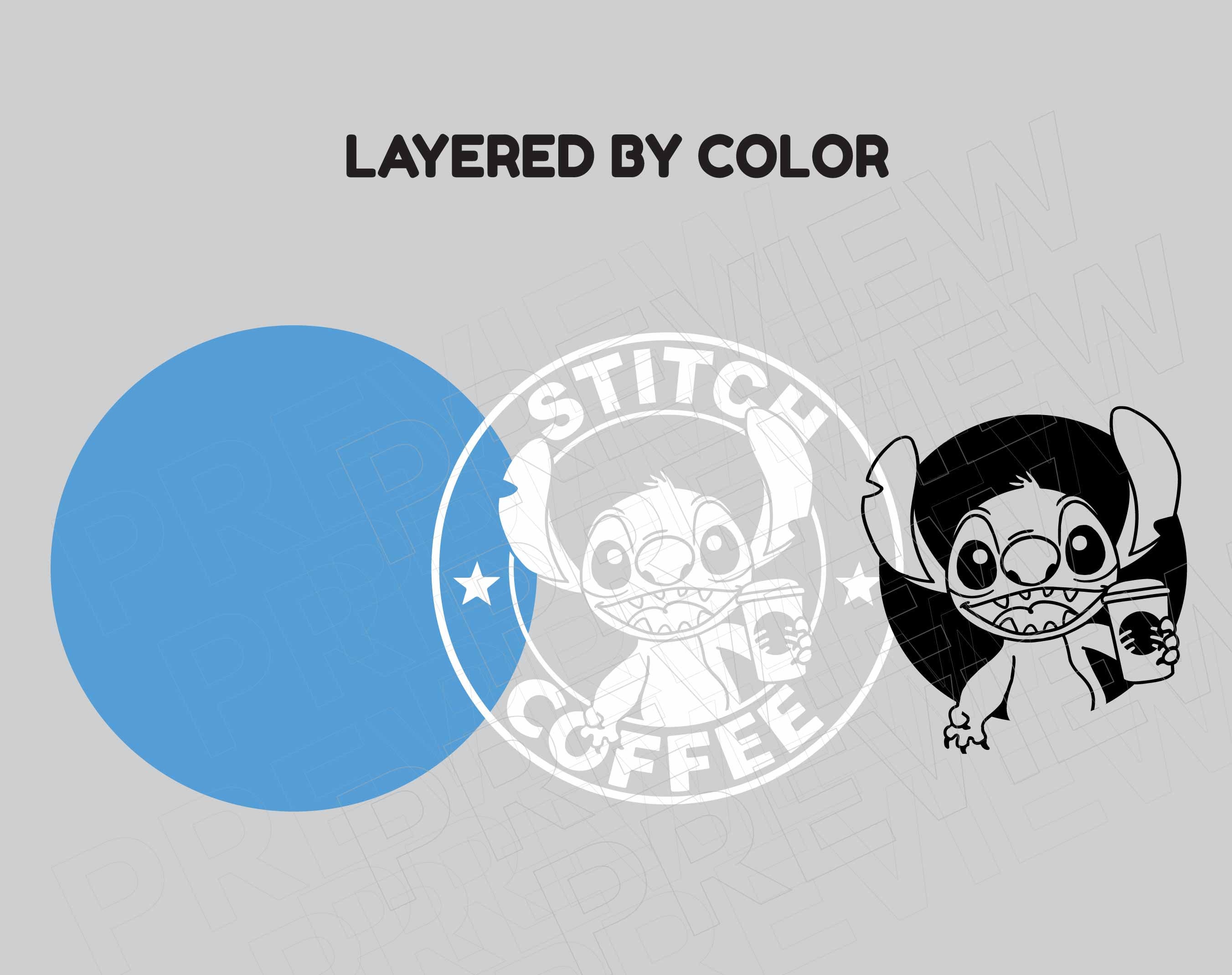 Stitch Coffee SVG Png Clipart Cut File Layered by Color - Etsy