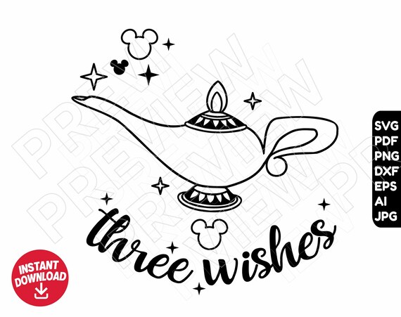 Alladdin Lamp SVG Wishes Png Clipart Dxf Cut File Outline - Etsy