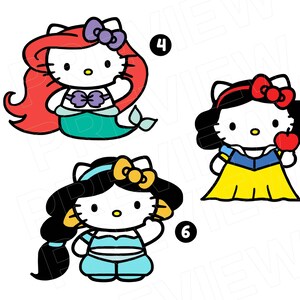 Hello Kitty SVG BUNDLE Disney Princess svg Cut files layered | Etsy