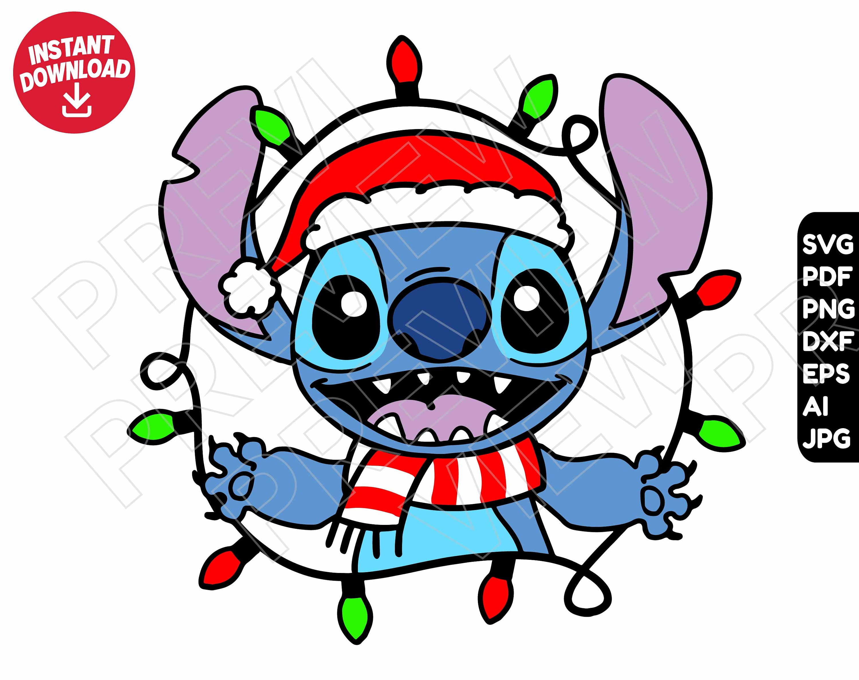 Stitch Christmas SVG Dxf Png Clipart Christmas Lights Svg - Etsy
