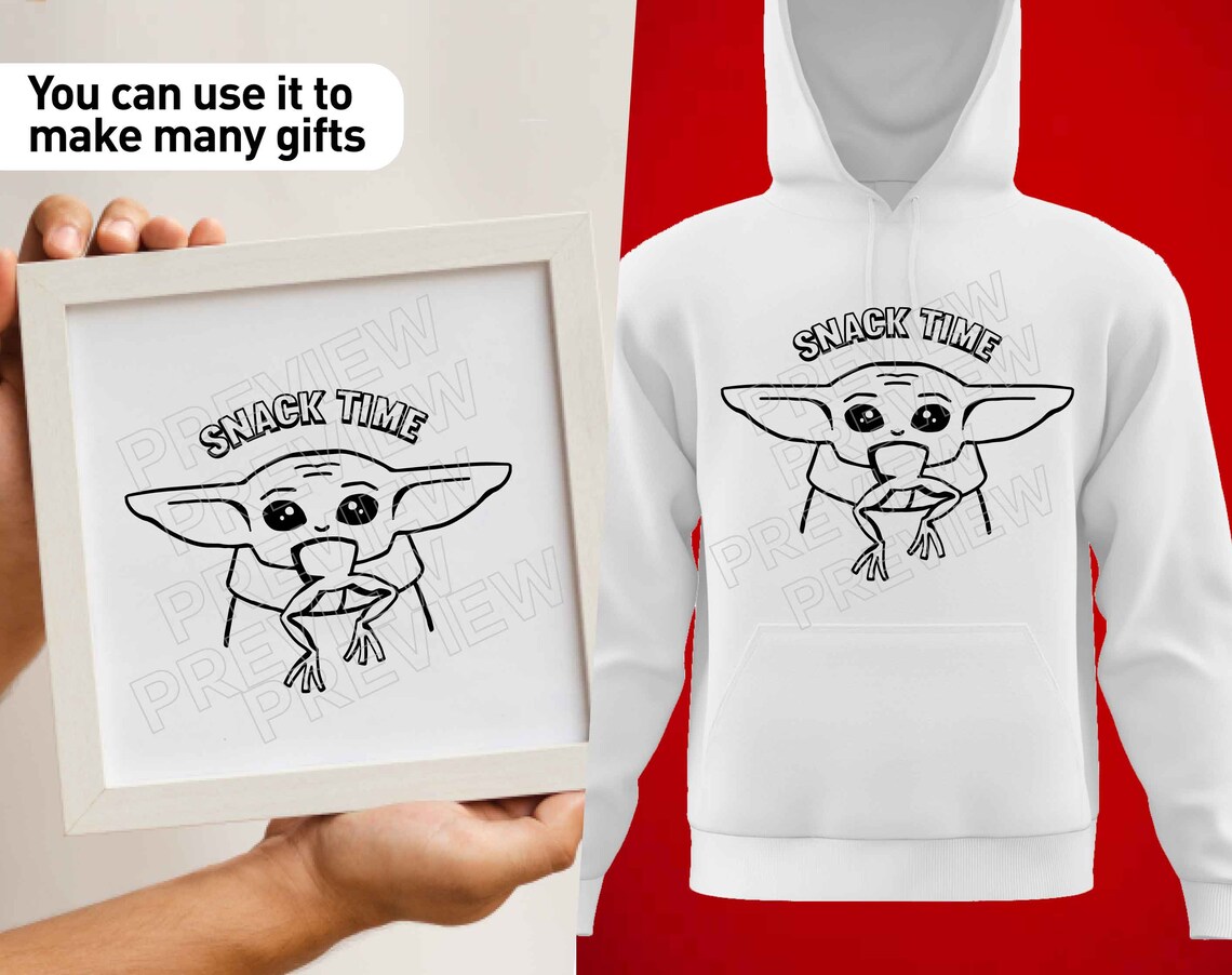 Baby Yoda SVG Snack Time Png Clipart Cut File Outline - Etsy
