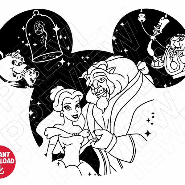 Beauty and Beast Outline Svg - Etsy