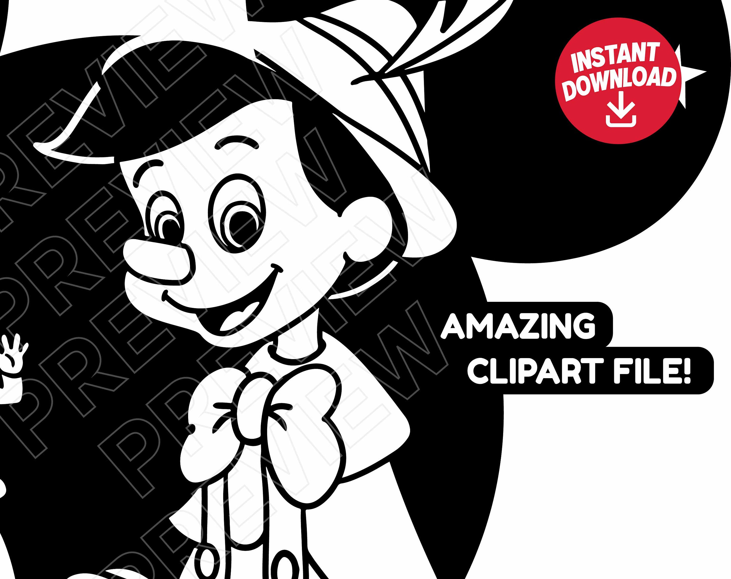 Pinocchio SVG ears png dxf clipart cut file outline - Etsy México