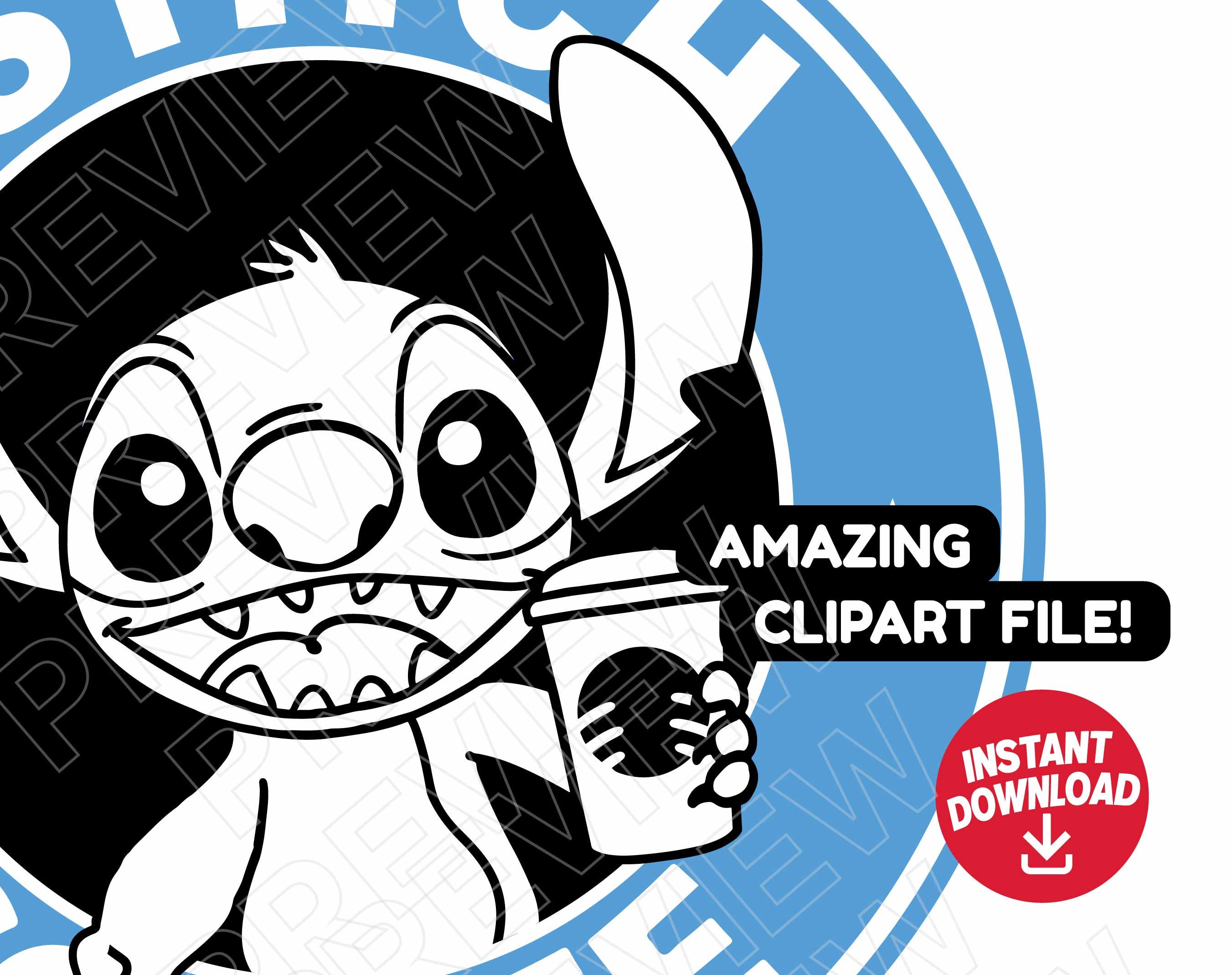 Stitch coffee SVG Disney svg png clipart cut file layered by | Etsy