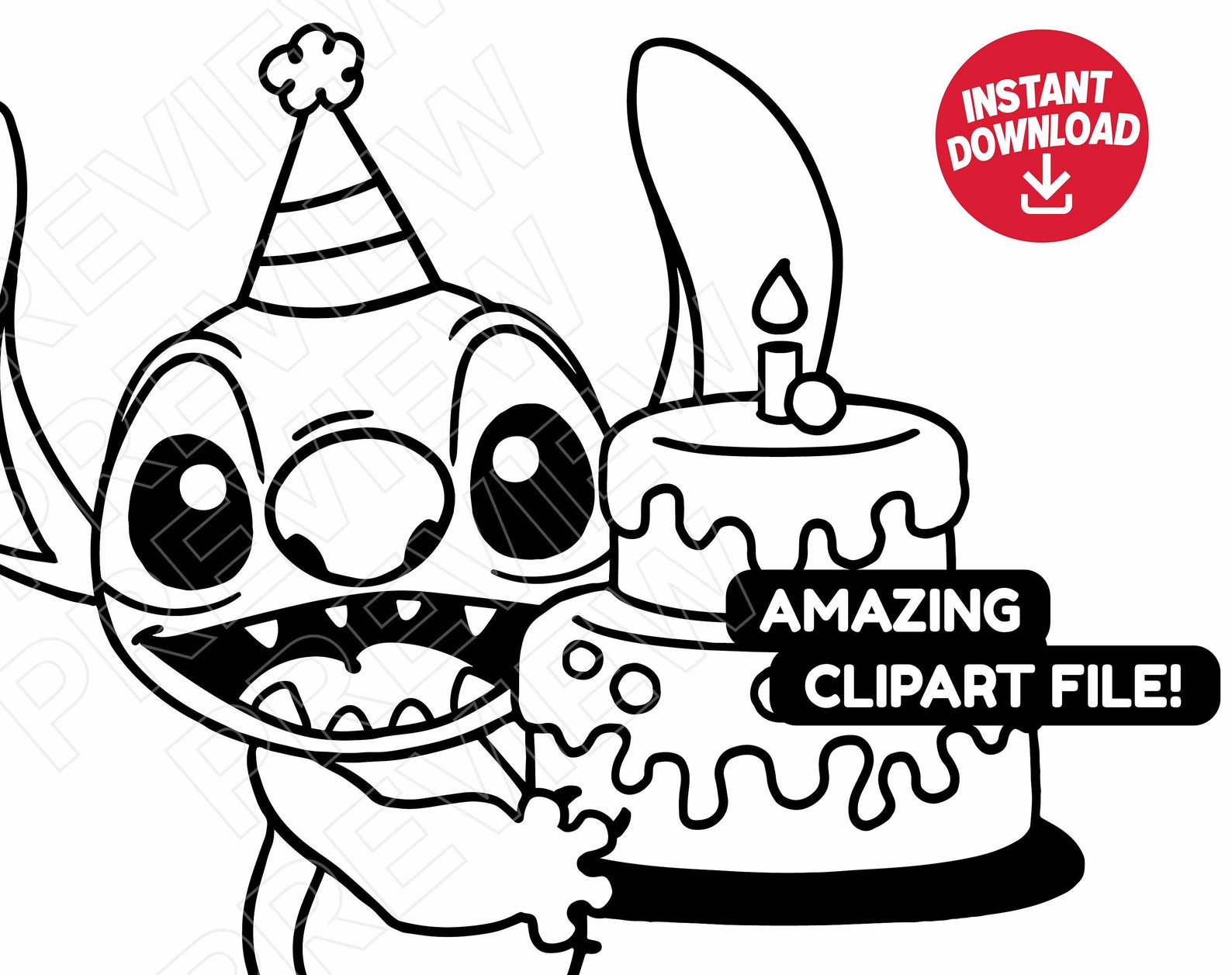 Stitch SVG Birthday Cake Dxf Png Clipart Cut File Outline - Etsy India