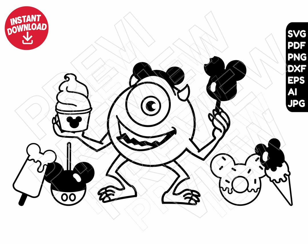 Monsters Inc SVG Disneyland Snacks Mike Wazowski Dxf Png - Etsy