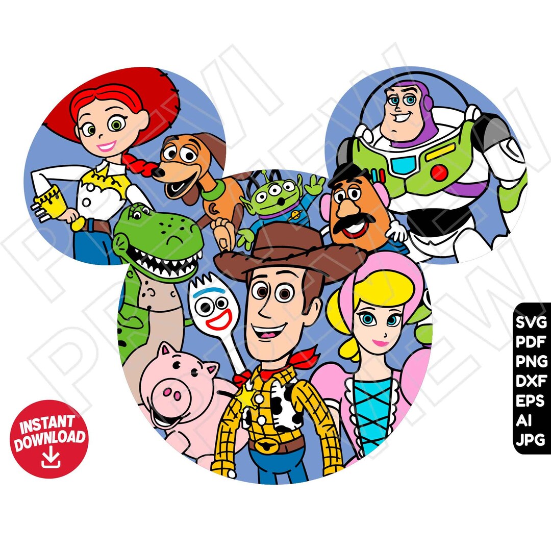Toy Story Ears SVG Dxf Png Clipart , Buzz Lightyear Woody Slinky Jessie ...