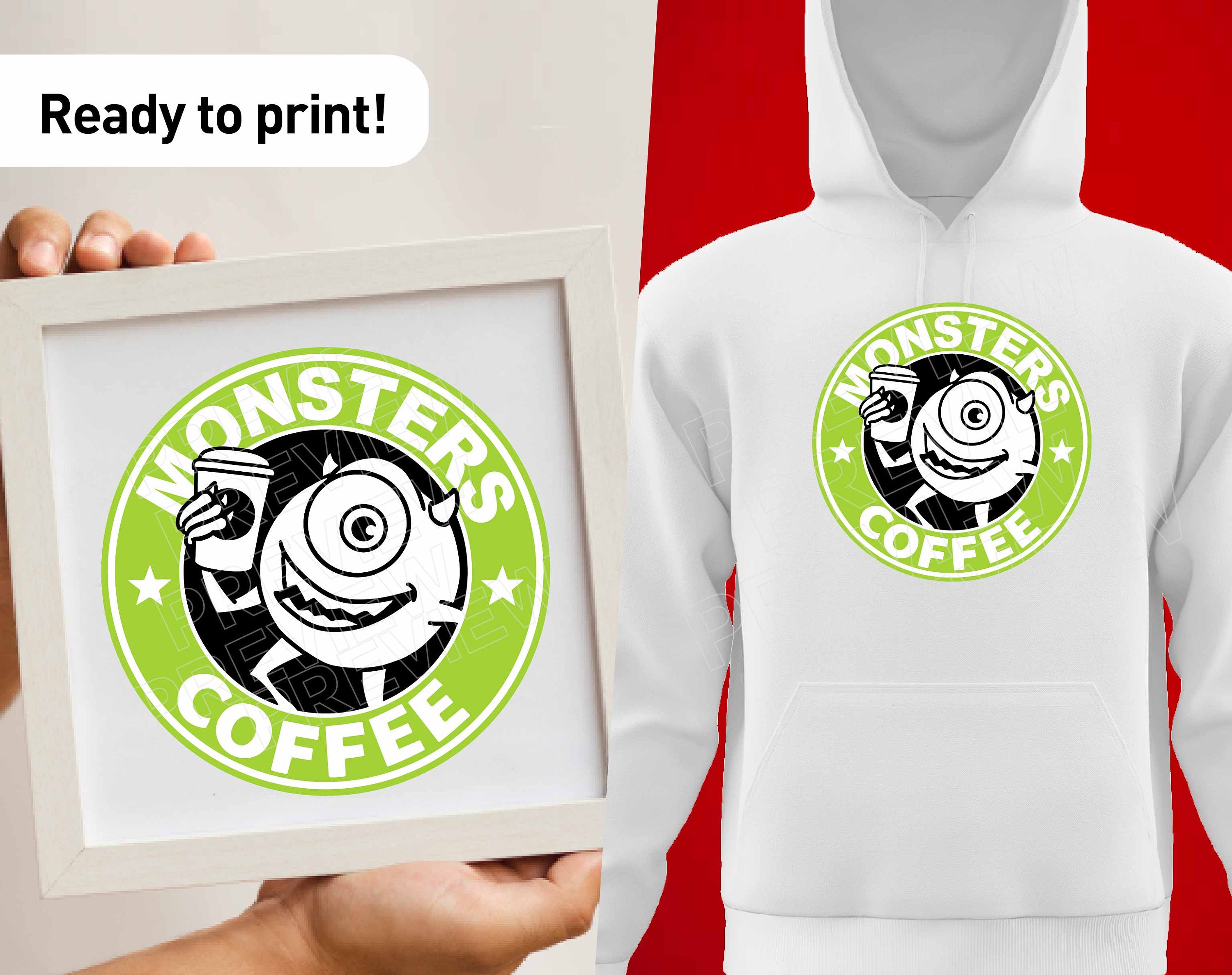 Monsters Inc SVG Mike Coffee Png Clipart Cut File Layered by - Etsy UK