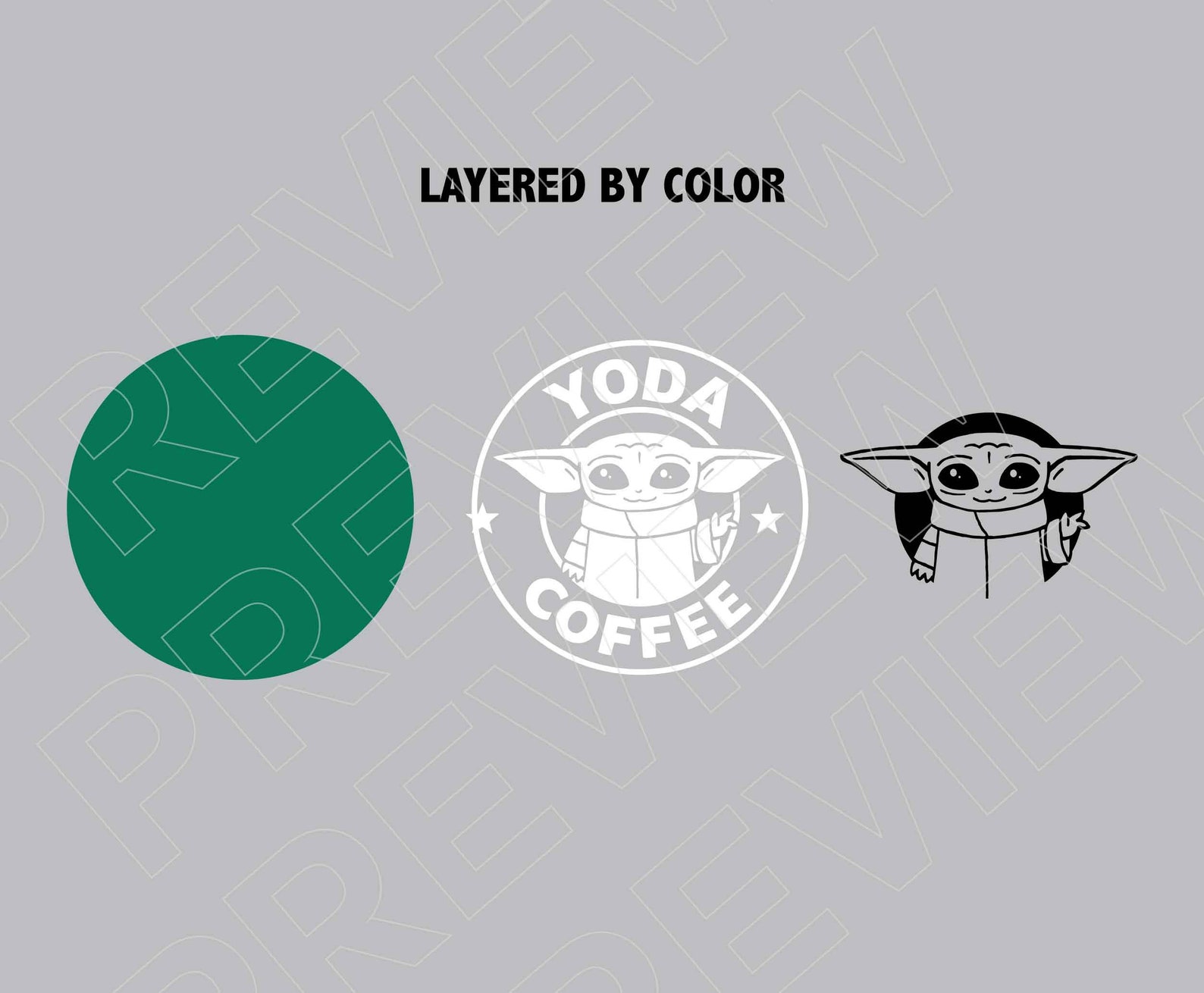Baby Yoda Coffee svg png vector cut file layered by color - Etsy México