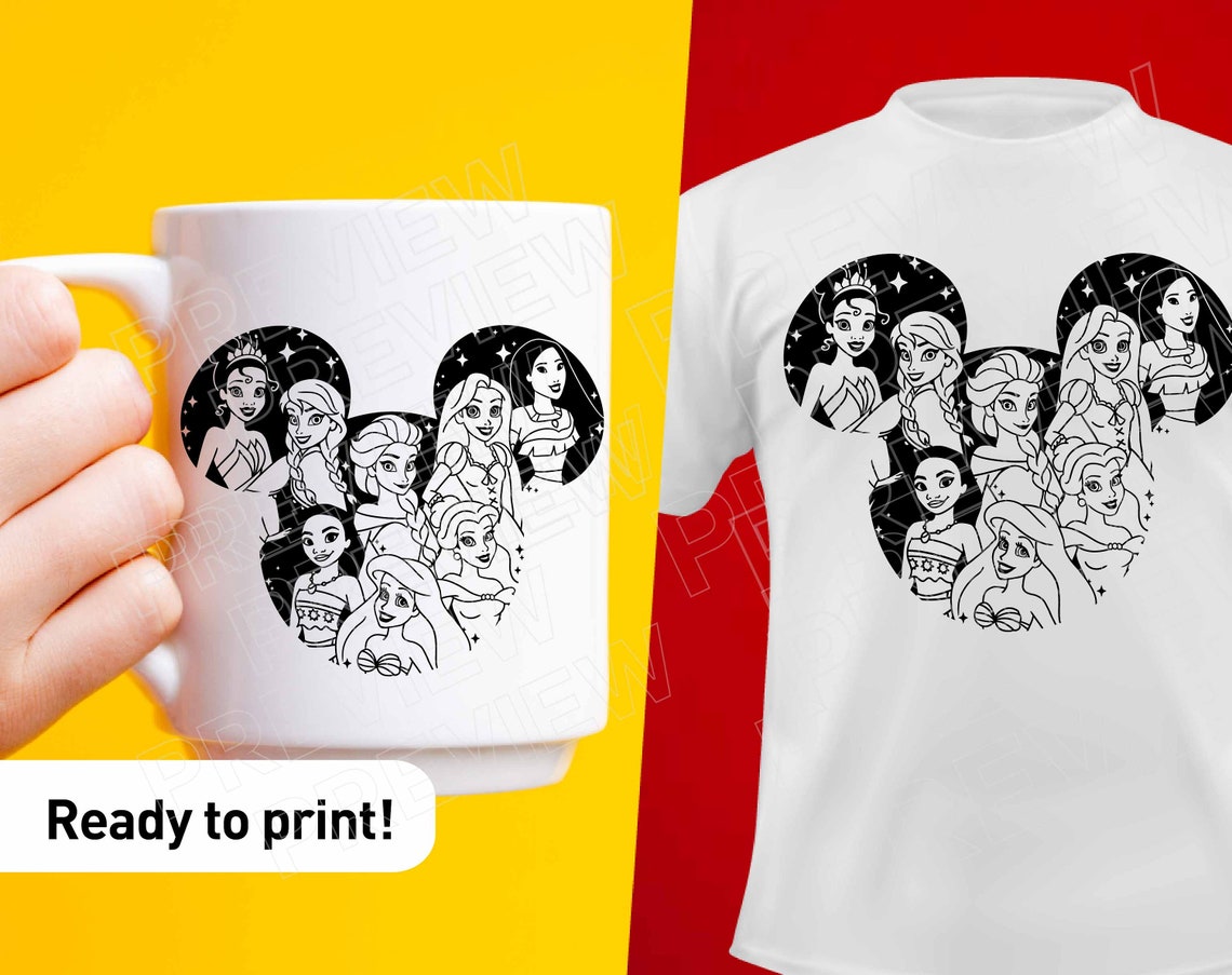 Princess SVG Disneyland Ears DXF Png Princesses Ariel Elsa - Etsy