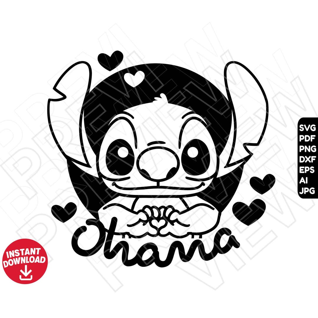 Stitch Ohana SVG , Ohana Means Family Png Dxf , Cut File Outline ...
