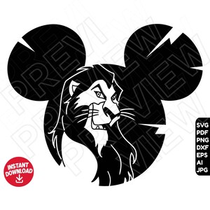Scar Ears Svg Lion King Villain Dxf Png Clipart , Cut File Outline ...