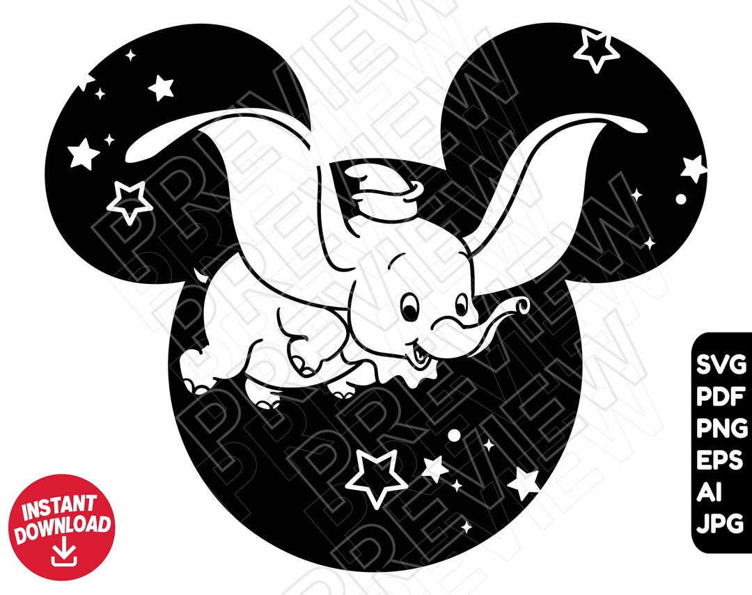 Dumbo SVG Png Clipart Disneyland Vacay Mode , Cut File Sillhouette - Etsy