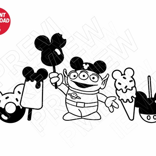 Alien SVG Toy Story Png Clipart Cut File Outline Silhouette - Etsy