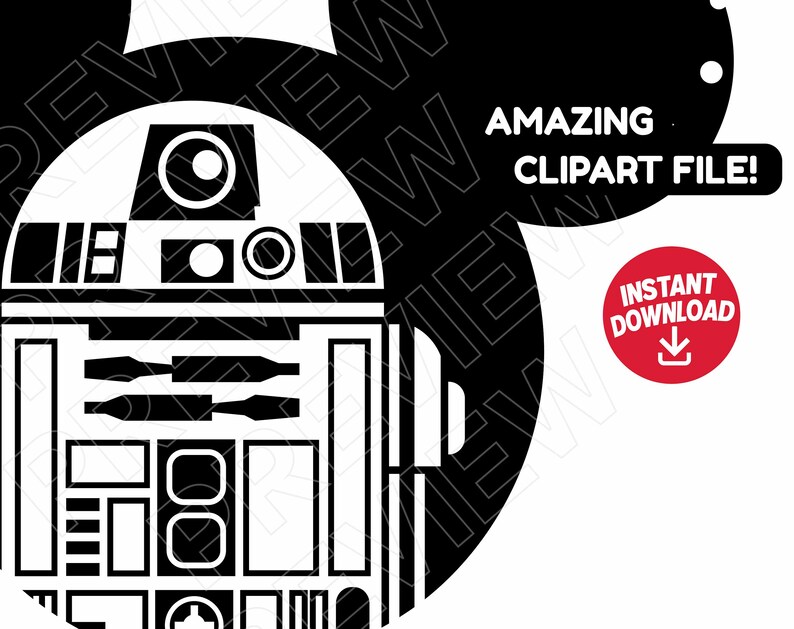 R2D2 SVG Star Wars Ears DXF Png Clipart Cut File Outline - Etsy Canada