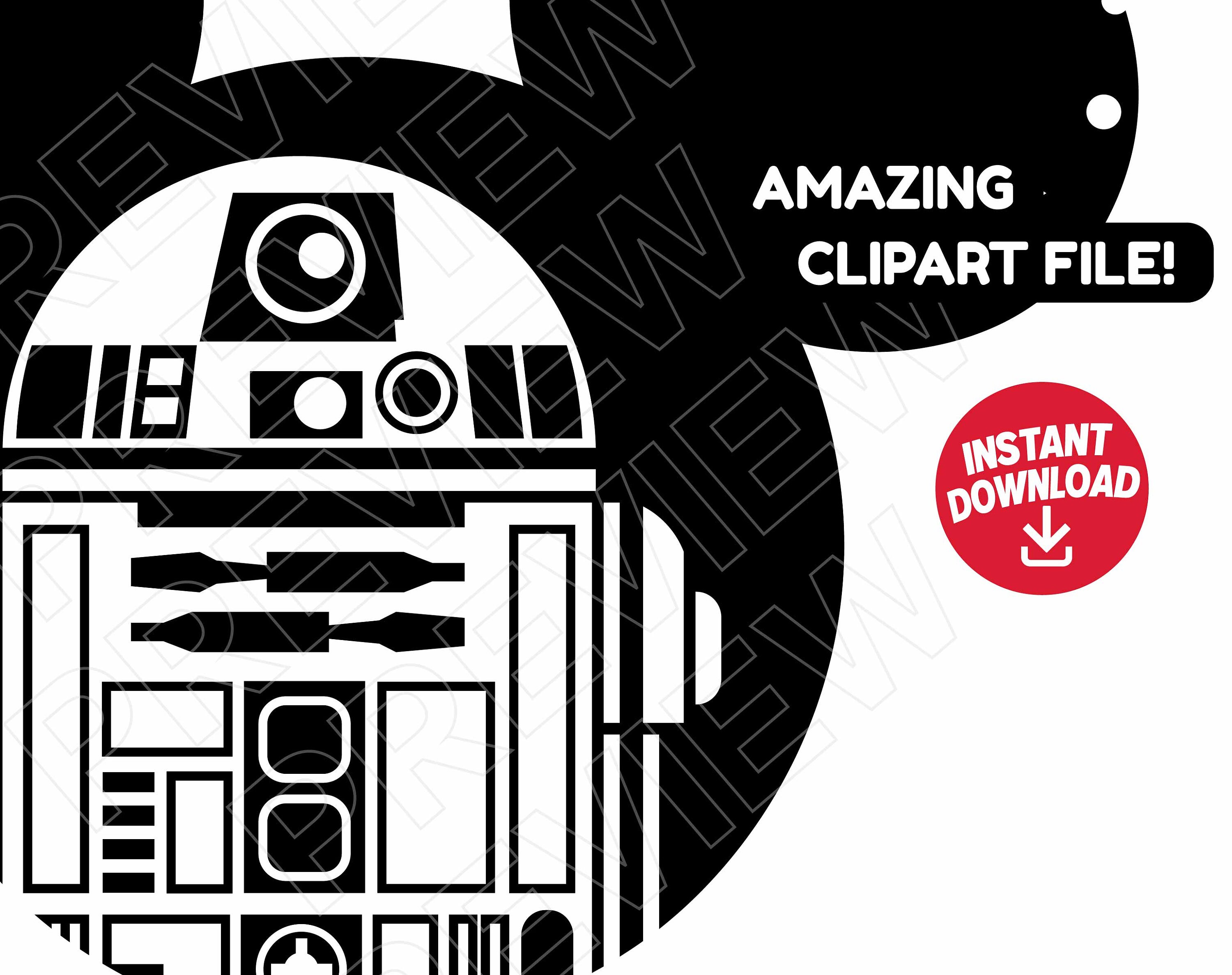 R2D2 SVG Star Wars Ears DXF Png Clipart Cut File Outline - Etsy Canada