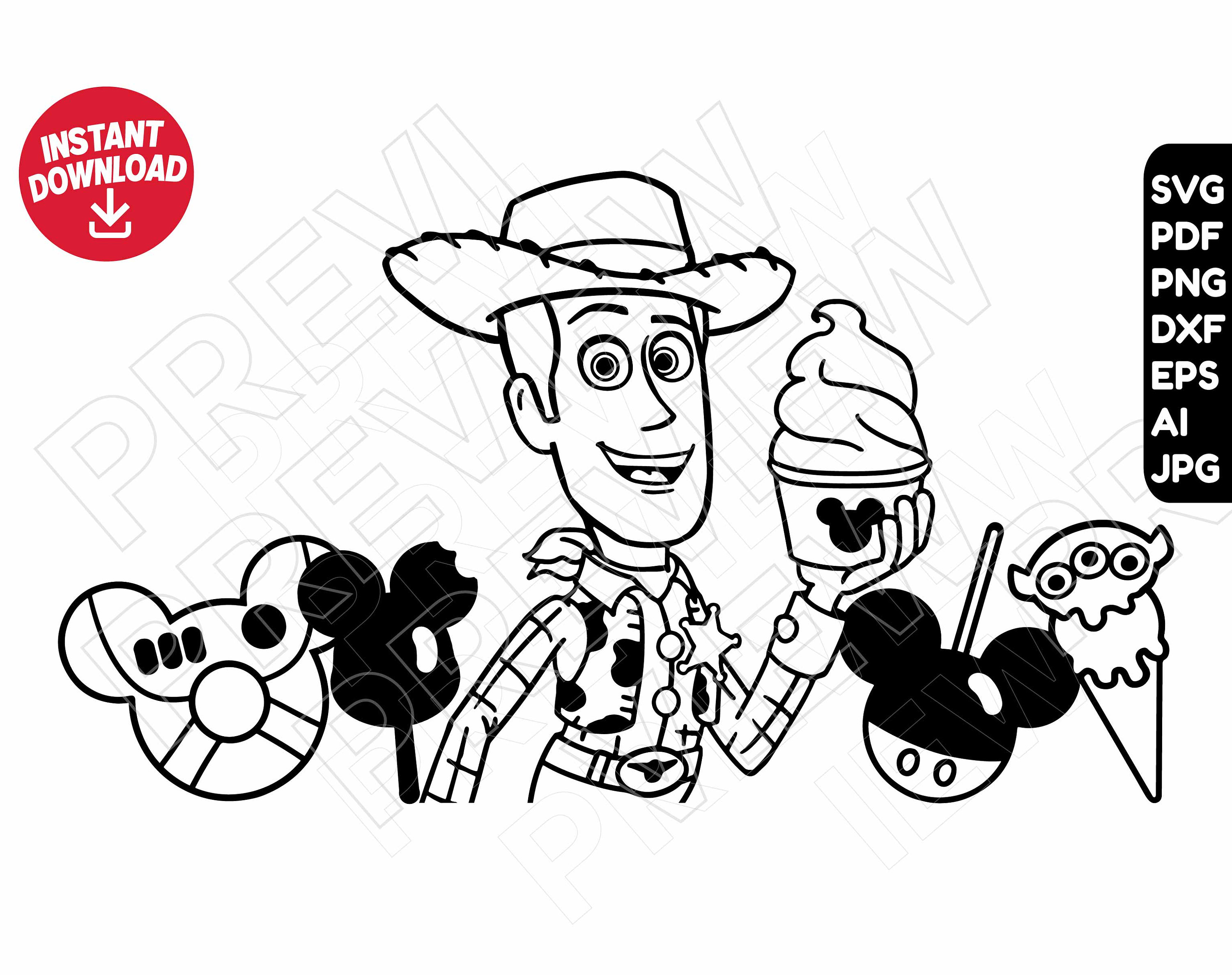 Woody Toy Story SVG Png Dxf Clipart Cut File Outline - Etsy Australia