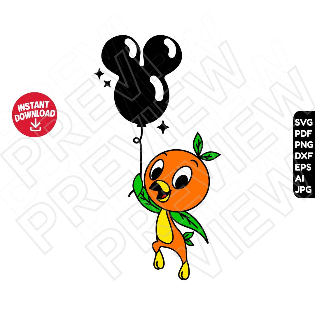 Orange Bird SVG , Disneyland Balloon Dxf Png Clipart , Cut File Layered ...