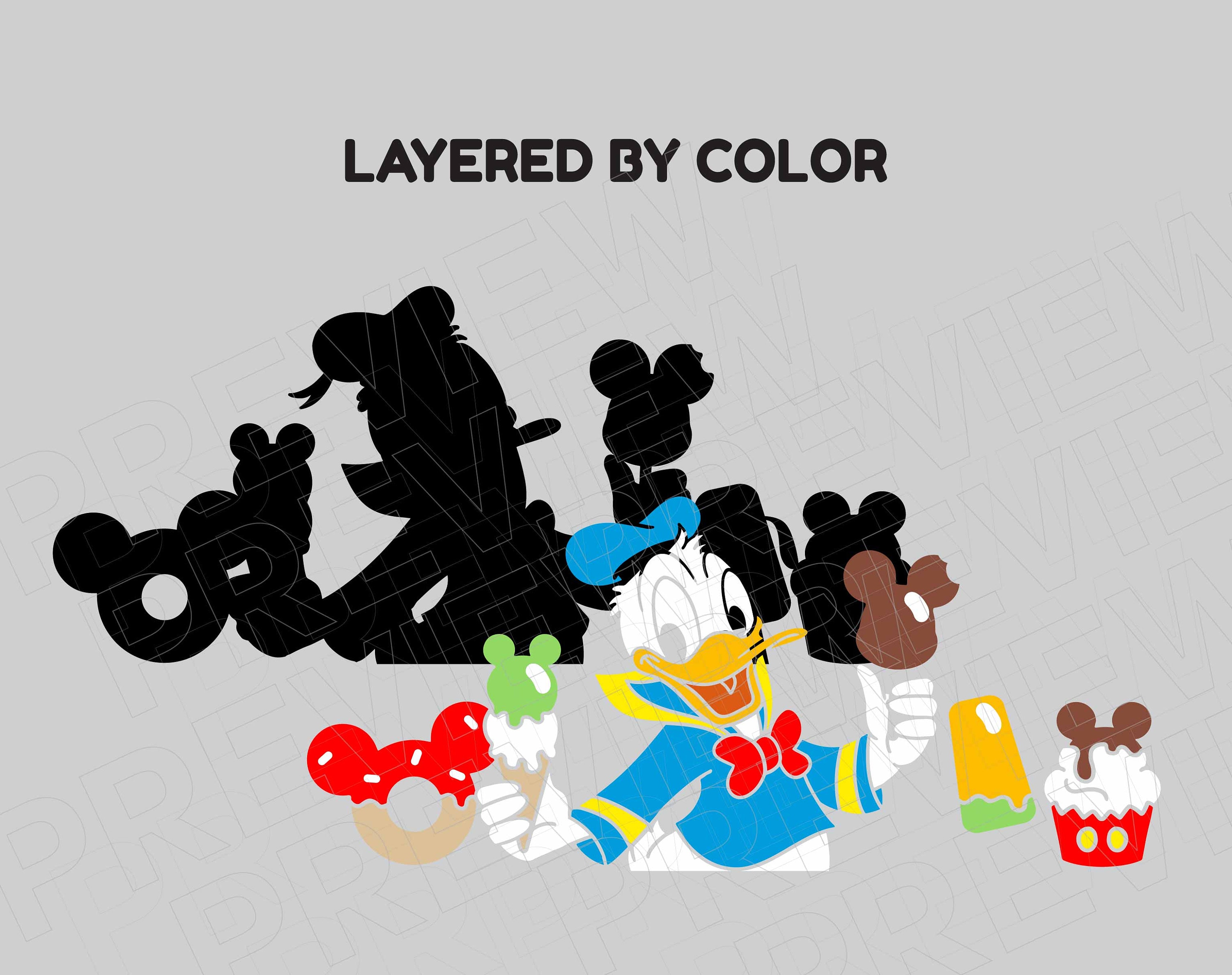 Donald SVG Snacks Png Clipart Dxf Cut File Layered by Color - Etsy