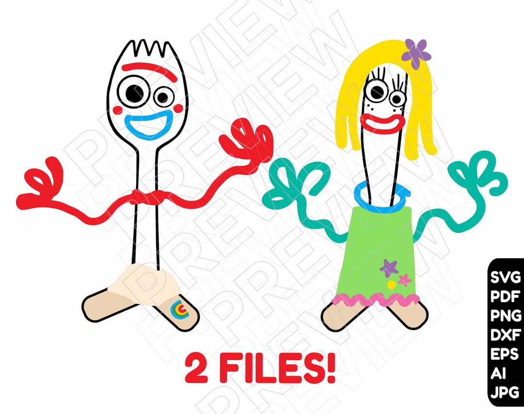 Forky and Knifey SVG Toy Story Png Clipart , Cut Files Layered by Color ...