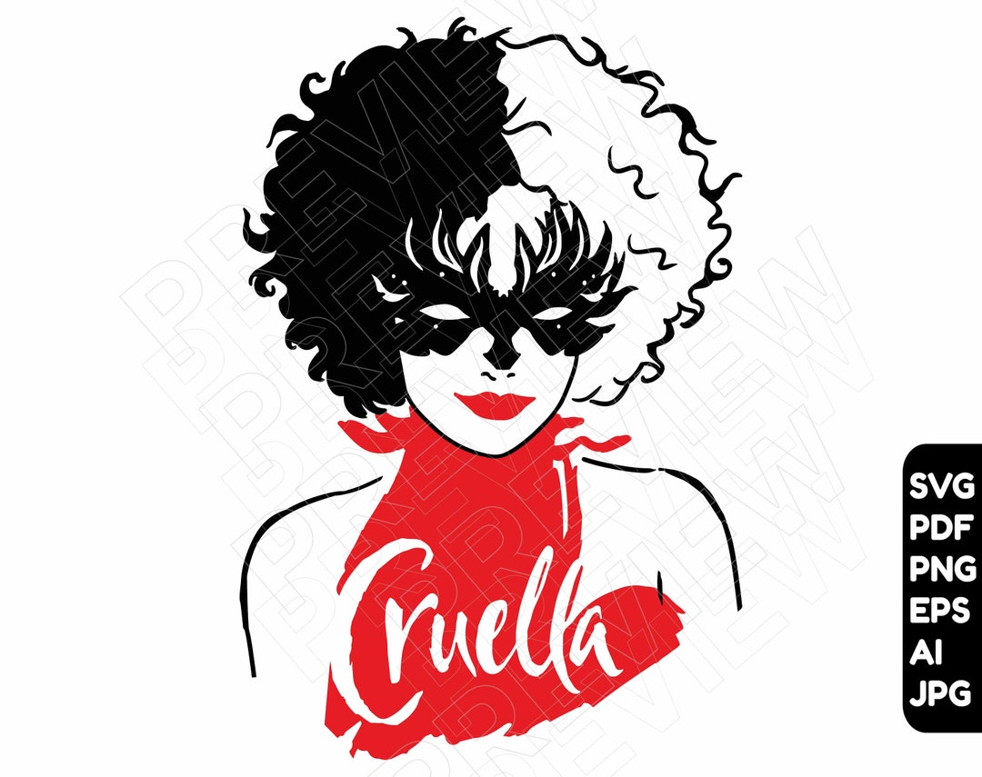 Cruella SVG Design Png Clipart , Cut File Layered by Color - Etsy