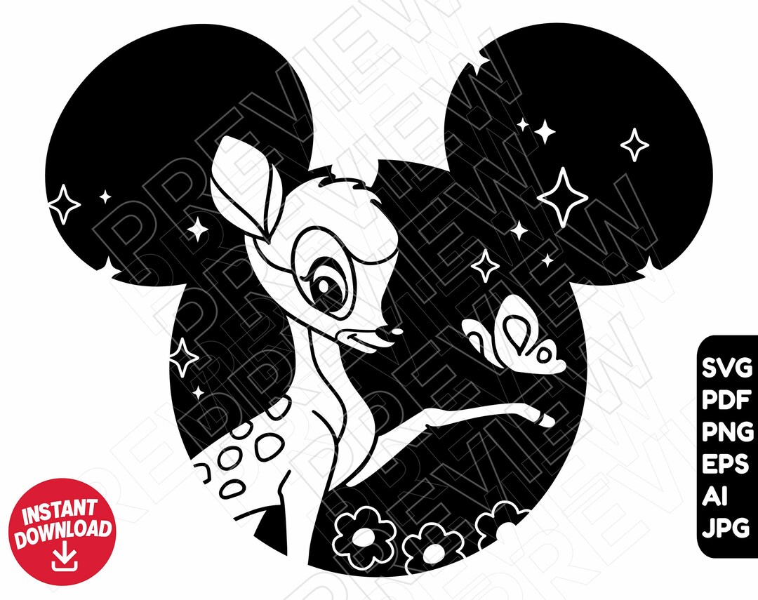 Bambi SVG Disneyland Ears Png Clipart , Cut File Outline Silhouette - Etsy