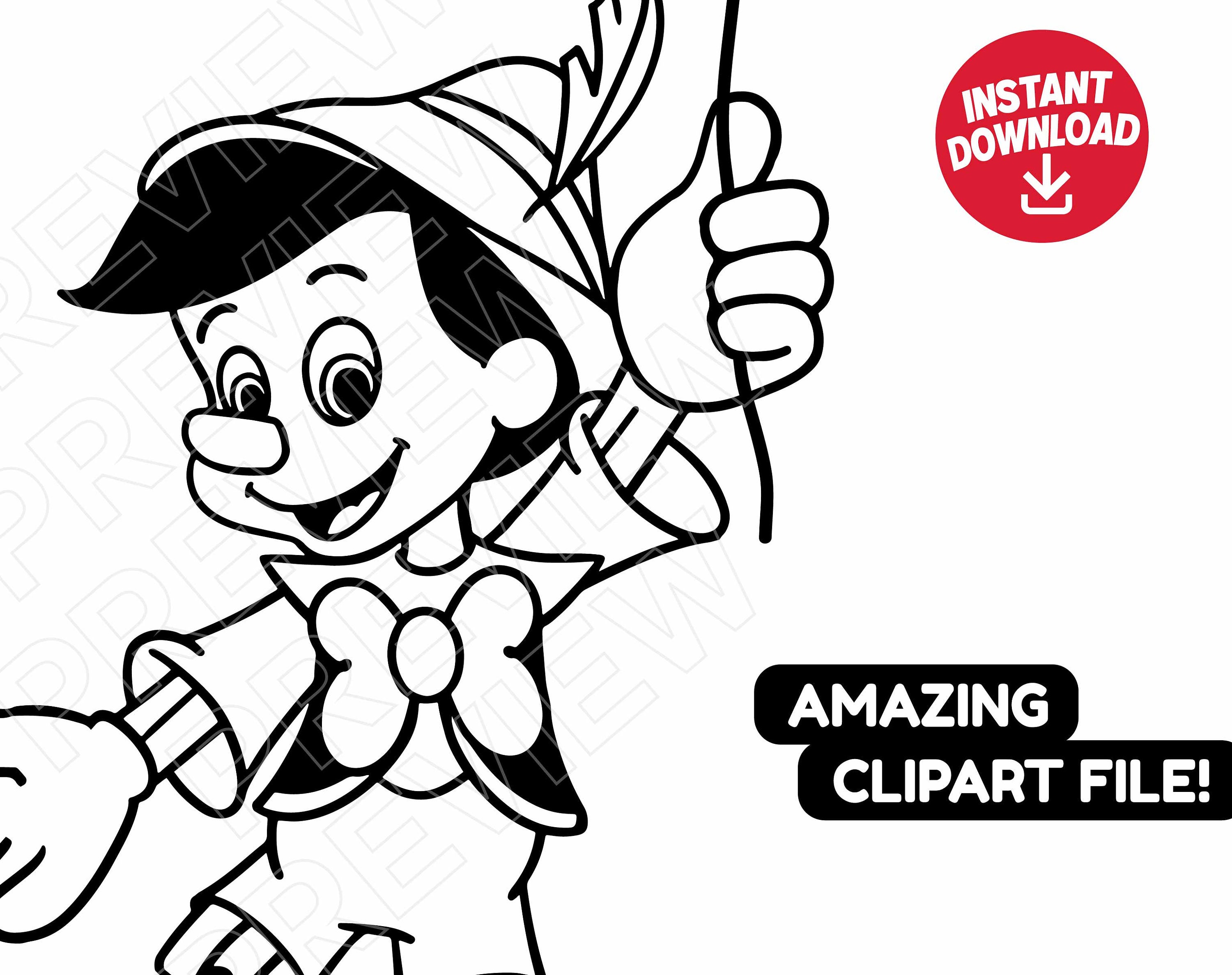 Pinocchio SVG Disneyland Balloon Svg Dxf Png Clipart Cut - Etsy UK