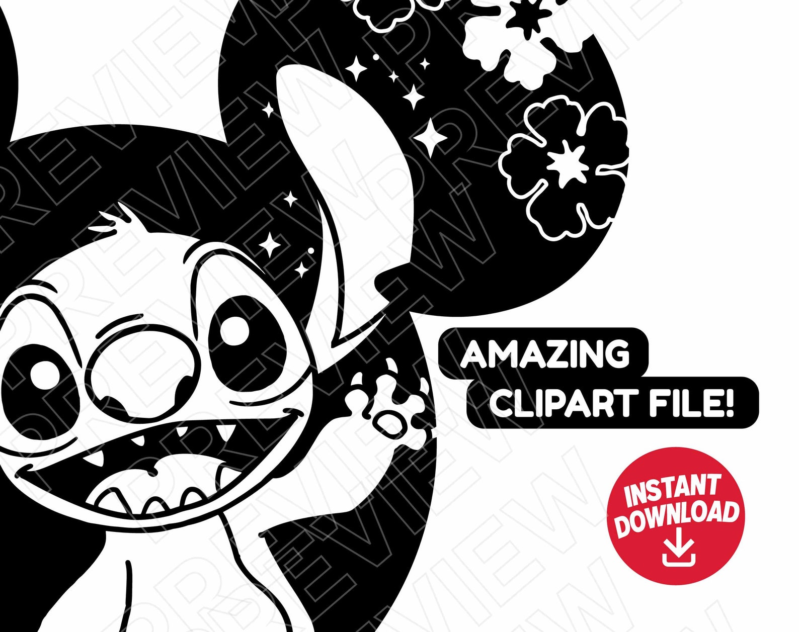 Stitch SVG Ears Svg Png Clipart Cut File Silhouette - Etsy