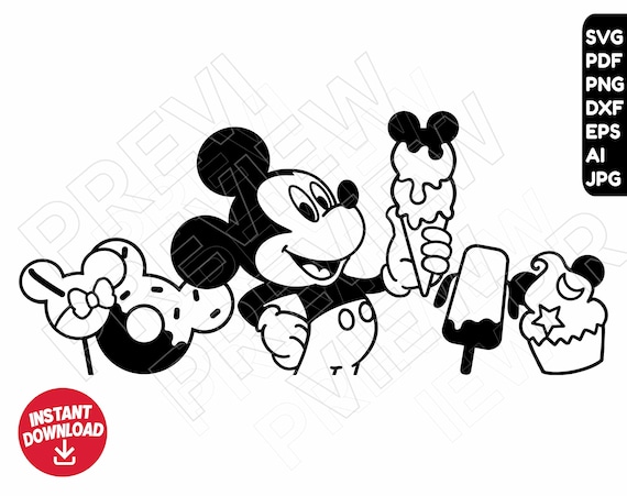 Mickey SVG Snacks Svg Png Dxf Clipart Cut File Outline - Etsy