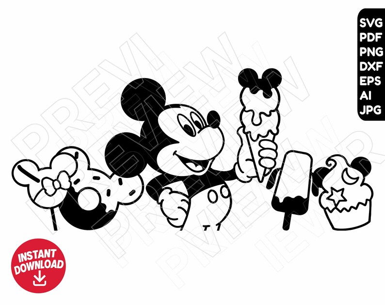 Mickey SVG Snacks Svg Png Dxf Clipart Cut File Outline - Etsy