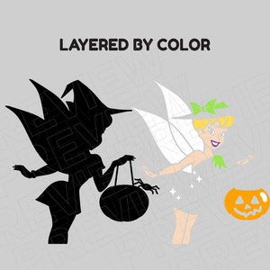 Tinkerbell SVG Halloween witch dxf png clipart, cut file layered by ...