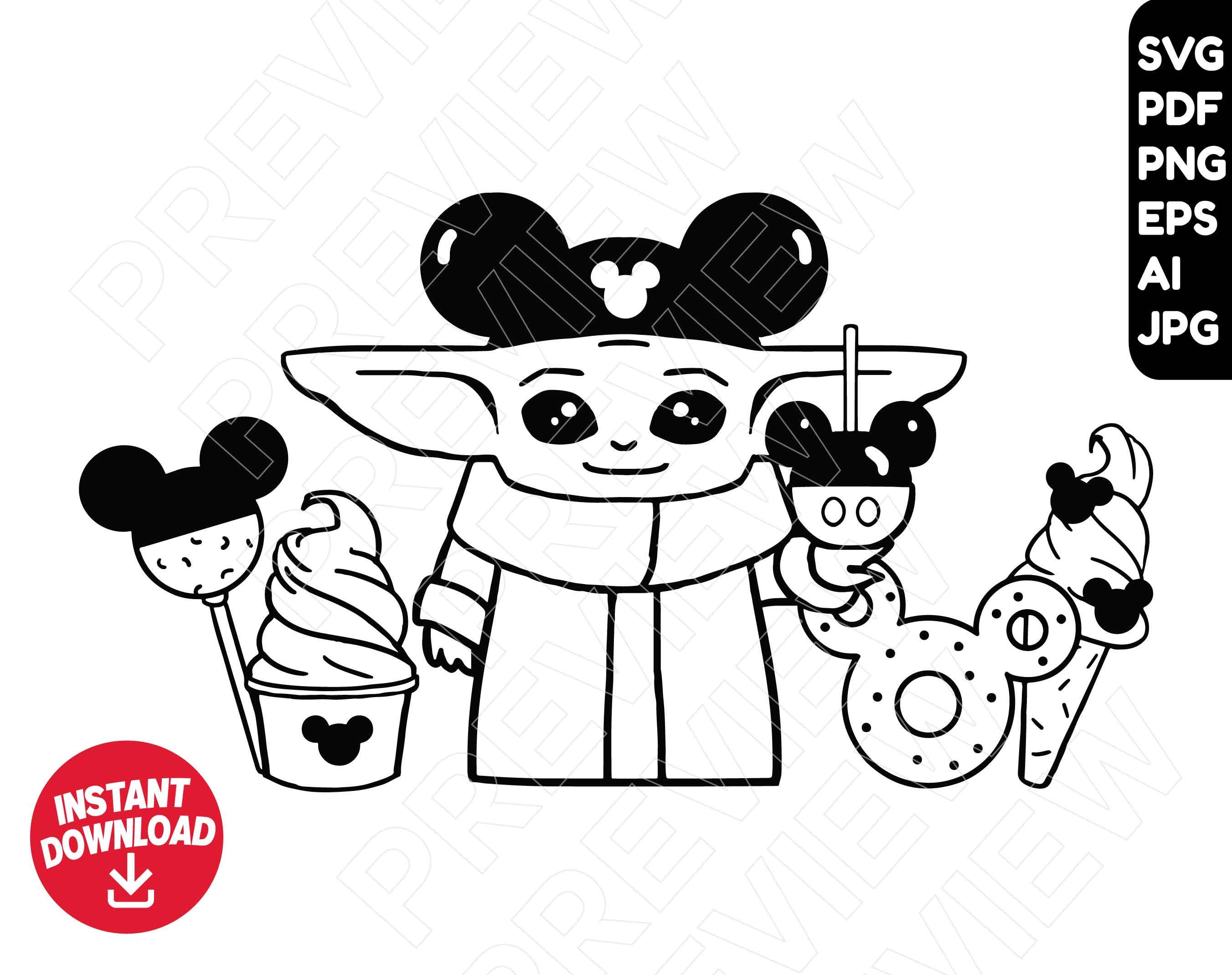 Baby Yoda SVG Disney snacks Disney ears Star Wars The | Etsy Baby Yoda SVG Disney snacks Disney ears Star Wars The | Etsy