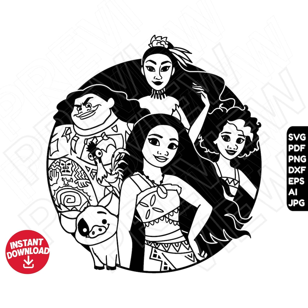 Moana 2 SVG Maui Matangi Pua , Princess Dxf Png Cricut , Cut File ...