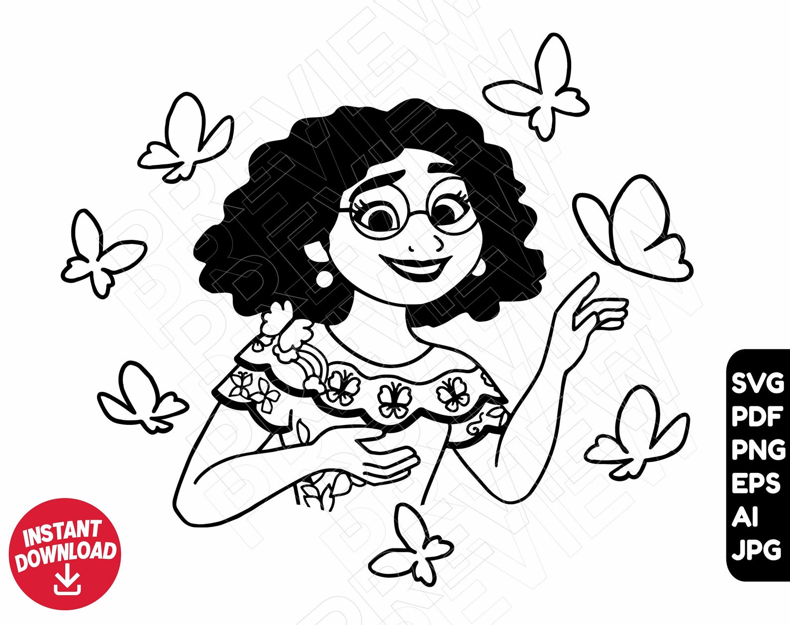 Mirabel Encanto Svg Png Clipart Cut File Outline Silhouette Etsy España