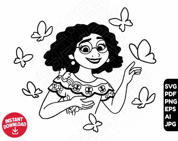 Mirabel Encanto SVG png clipart cut file outline silhouette - Etsy México