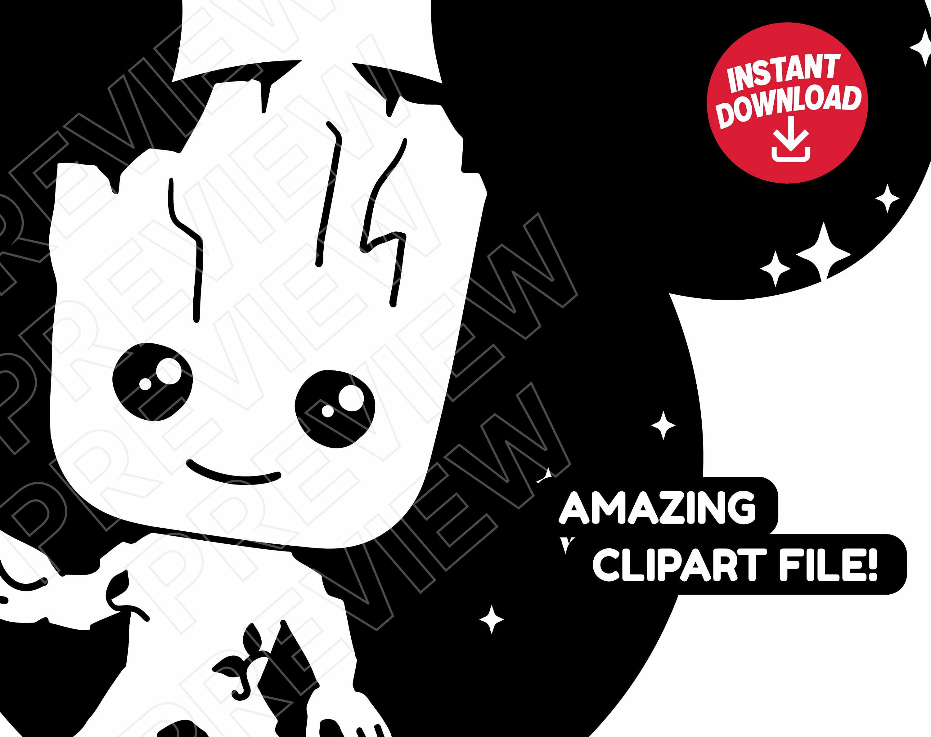 Groot SVG Disneyland Ears Png Dxf Clipart Cut File Outline - Etsy UK
