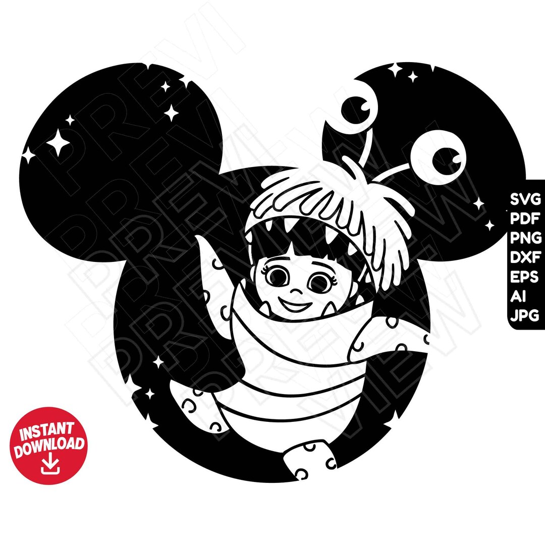 Boo Monsters inc SVG png dxf , cut file outline silhouette - Etsy España