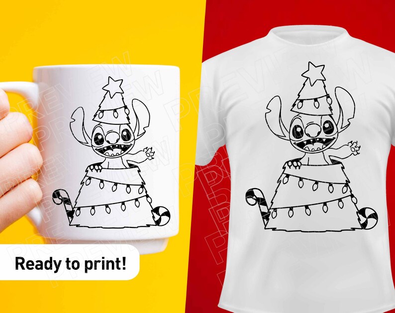 Stitch Christmas Tree SVG Png Dxf Clipart Cut File Outline - Etsy