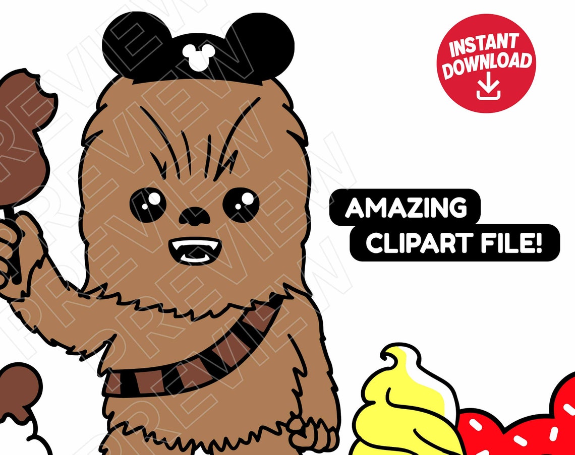 Chewbacca Disneyland Snacks SVG Star Wars Png Dxf Clipart - Etsy