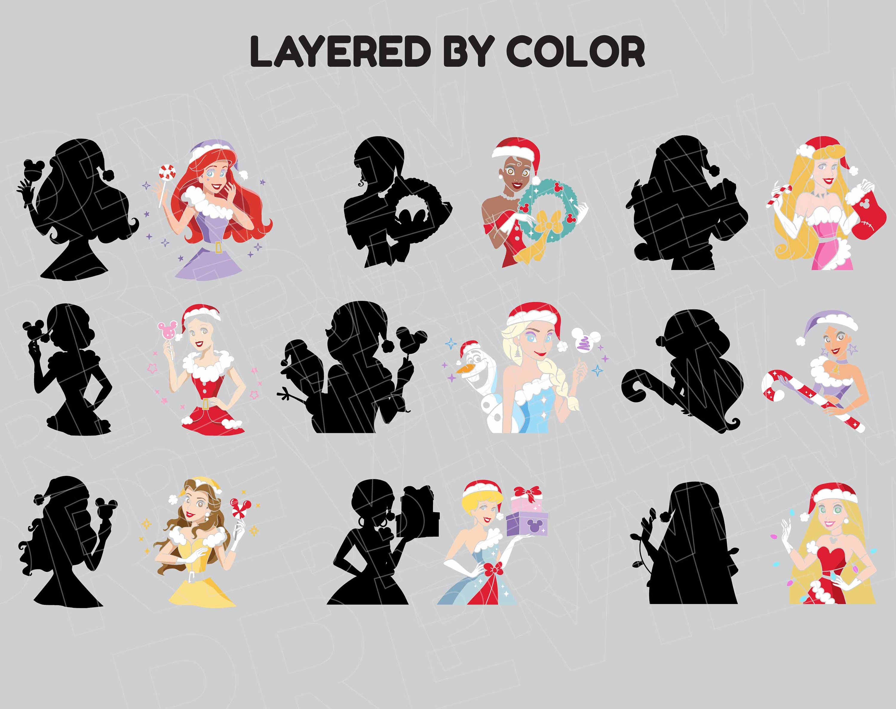 Princess Christmas SVG Disneyprincess Png BUNDLE Set 9 | Etsy