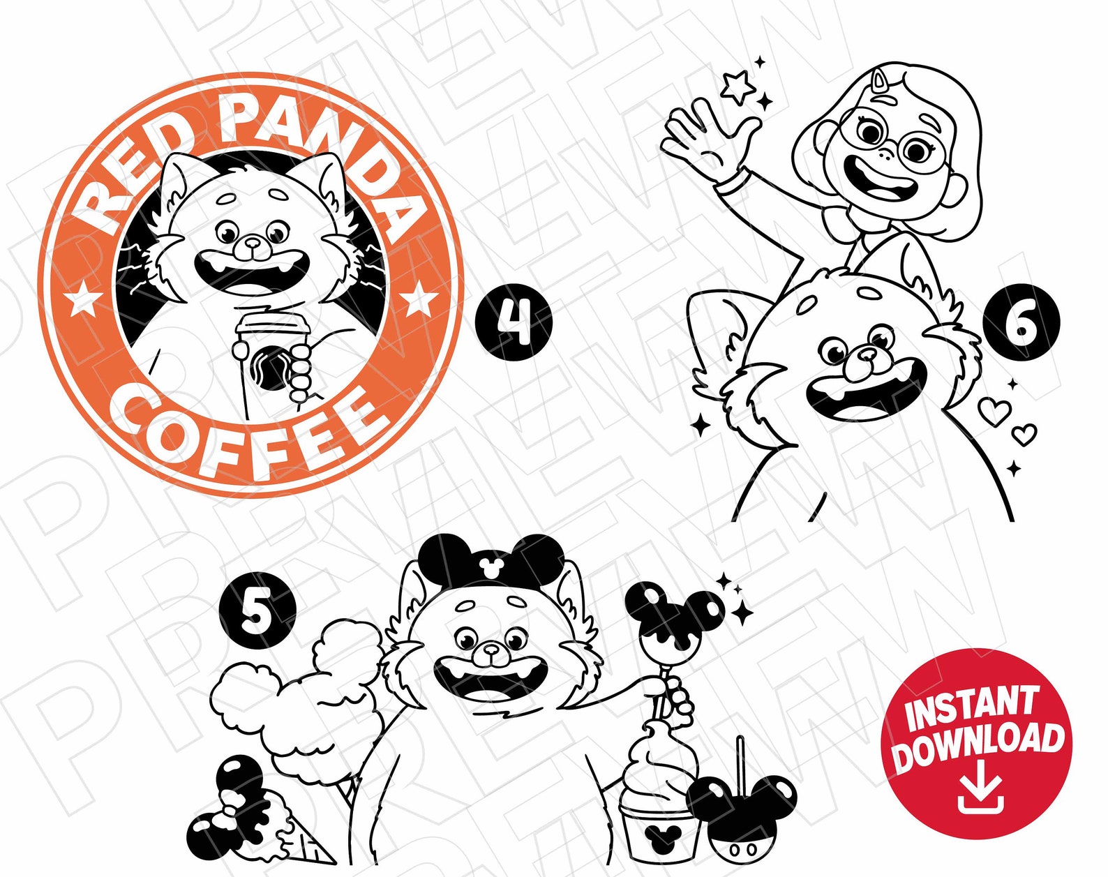 Turning Red BUNDLE SVG 6 Cut Files Outline Silhouette - Etsy