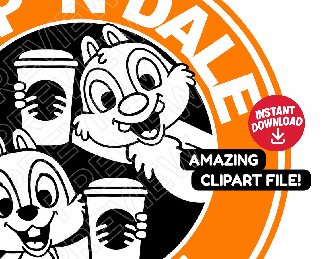 Chip and Dale SVG Coffee Png Dxf Clipart Cut File Layered by - Etsy