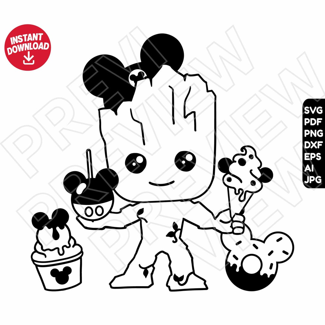 Groot Disneyland Snacks SVG Dxf Png Clipart , Cut File Outline ...