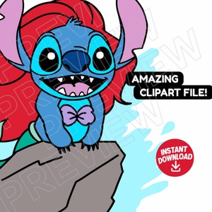 Stitch SVG Ariel , the Little Mermaid Dxf Png Clipart , Cut File ...