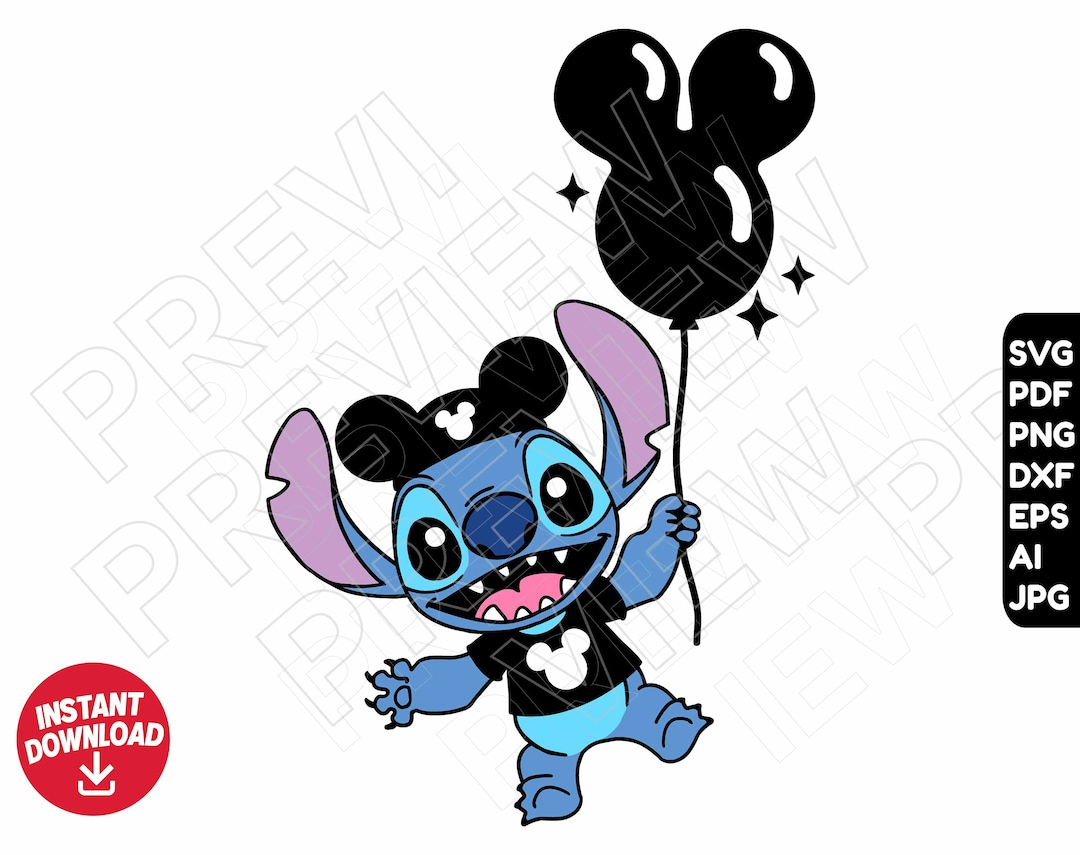 Stitch SVG balloon disneyland png clipart dxf , fichier découpé ...